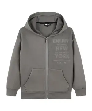 Dkny Logo-embroidered Hoodie - Dark Gray