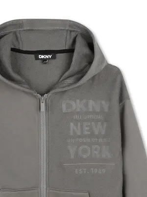 Dkny Logo Embroidered Full Zip Hoodie