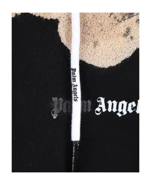 Palm Angels Sprayed Bear Logo Cropped Hoodie