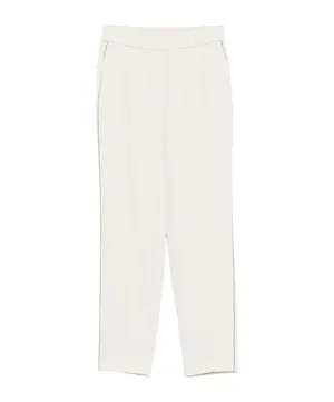 Peserico Elastic-waistband Side-stripe Trousers - White