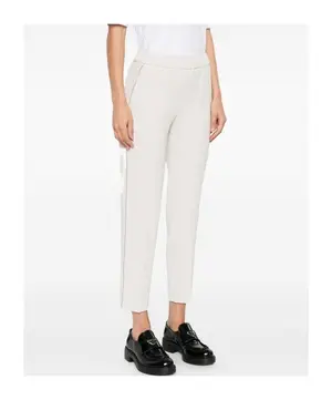 Peserico Elastic Waistband Trousers With Side Stripe Detail - White
