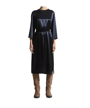 Peserico Midi Dress With Belt And Side Slits
