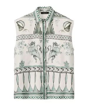 Fabiana Filippi Sleeveless Printed Satin Twill Shirt