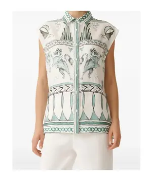 Fabiana Filippi Sleeveless Printed Satin Twill Shirt
