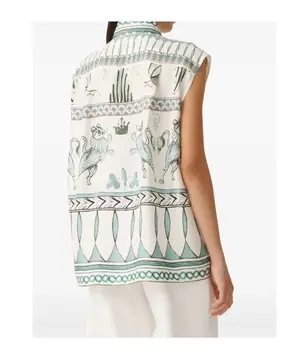 Fabiana Filippi Sleeveless Printed Satin Twill Shirt