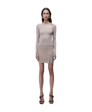 Simkhai Asymmetrical Cut-out Mockneck Top - Gray
