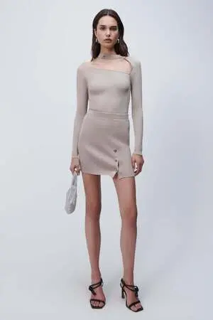 Simkhai Asymmetrical Cut-out Mockneck Top