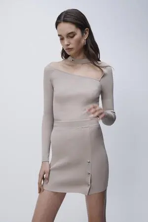 Simkhai Asymmetrical Cut-out Mockneck Top