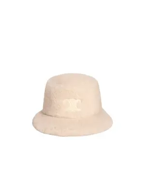 Celine Triomphe Bucket Hat In Sherpa Cashmere