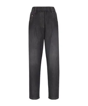 Brunello Cucinelli Elastic Waist Tapered Jeans - Cowboy Grey