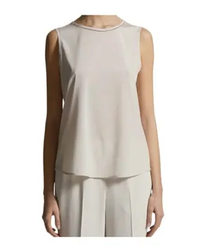 Peserico Embellished Sleeveless Top - Beige