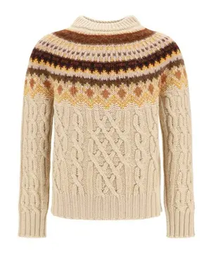 Moncler Cable Knit Crewneck Jumper - Nude