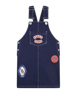 Kenzo Logo-applqué Denim Dress - Indigo