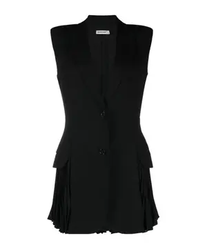 Simkhai Single-breasted Pleated Vest - Black