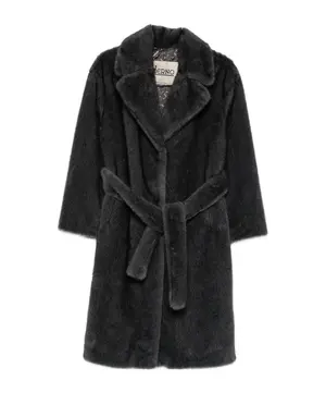 Herno Belted Lapel Collar Coat - Black