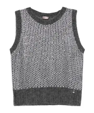 Herno Metallic-detail Cropped Knit Top - Gray