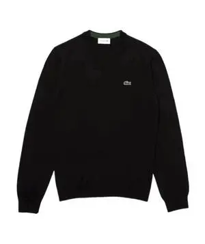 Lacoste Logo Patch Crewneck Knitted Jumper - Black