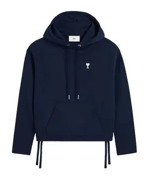 AMI Paris De Coeur Cropped Fleece Hoodie