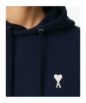 AMI Paris De Coeur Cropped Fleece Hoodie