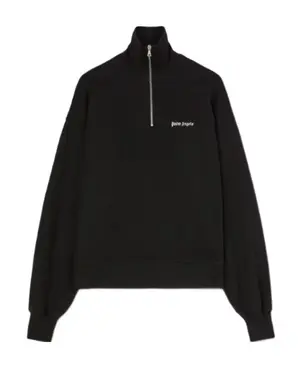 Palm Angels Logo-embroidered Half-zip Sweatshirt - Black