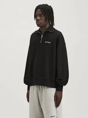 Palm Angels Logo-embroidered Half-zip Sweatshirt