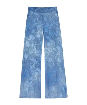 Ermanno Scervino Floral Motif Palazzo Trousers - Blue