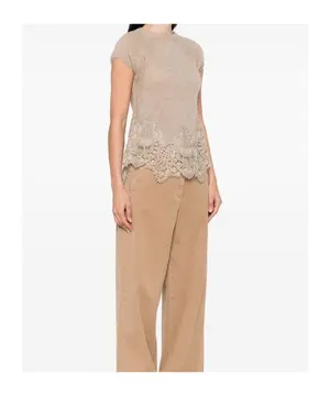 Ermanno Scervino Lace-trimmed Crewneck T-shirt