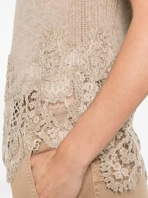 Ermanno Scervino Lace-trimmed Crewneck T-shirt