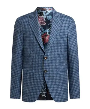 Etro Wool-blend Houndstooth Jacket - Blue