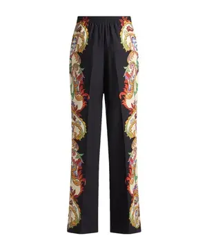 Etro Bandana Bouquet Printed Straight-leg Trousers - Black