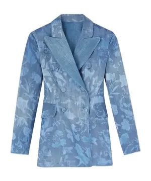 Ermanno Scervino Rose Motif Double-breasted Jacket - Blue