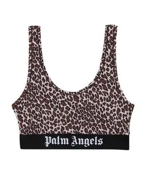 Palm Angels Leopard Print Sports Bra - Black