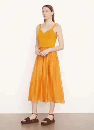 Vince Smocked-waist High-waisted Skirt