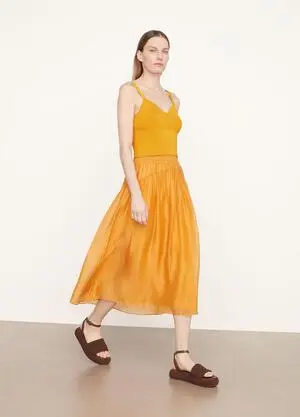 Vince Smocked-waist High-waisted Skirt