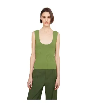 Vince Scoop-neck Tank Top - Green