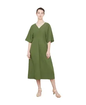 Vince Short-sleeve V-neck Dress - Green