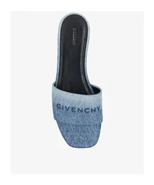Givenchy Logo Detailed Denim Flat Mules