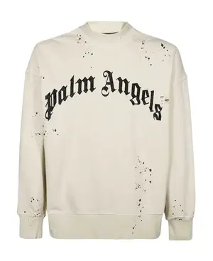 Palm Angels Round Collar Long Sleeve Sweater