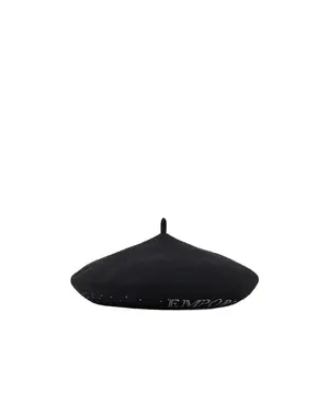 Emporio Armani Embellished Wool Beret - Black