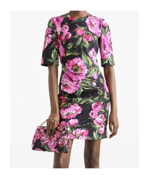 Dolce & Gabbana Short Sleeve Floral Print Dress