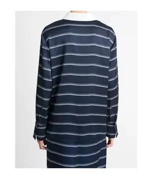 Vince Long Sleeve Striped Polo Shirt