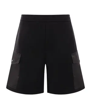 Prada Triangle-logo Elasticated Waistband Shorts - Black