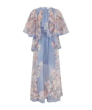 Zimmermann Floral-print Ruffled Dress - Gray