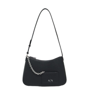 Armani Exchange Crossbody Bag With A Textured Grain And Chain - Black