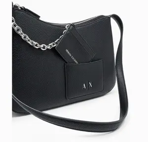 Armani Exchange Crossbody Bag With A Textured Grain And Chain