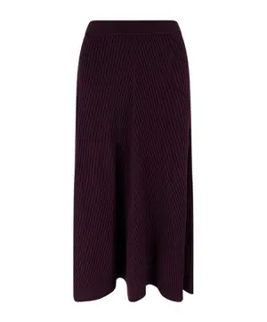 Victoria Beckham Ribbed Knit Midi Skirt - Black
