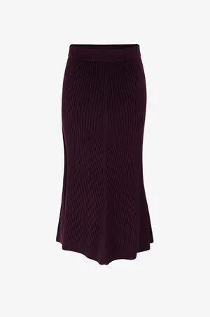 Victoria Beckham Ribbed Knit Midi Skirt