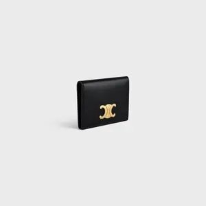 Celine Bi-fold Card Holder Triomphe In Shiny Calfskin