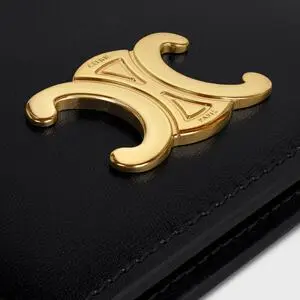 Celine Bi-fold Card Holder Triomphe In Shiny Calfskin