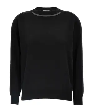 Brunello Cucinelli Crew Neck Long-sleeved Knitwear - Black